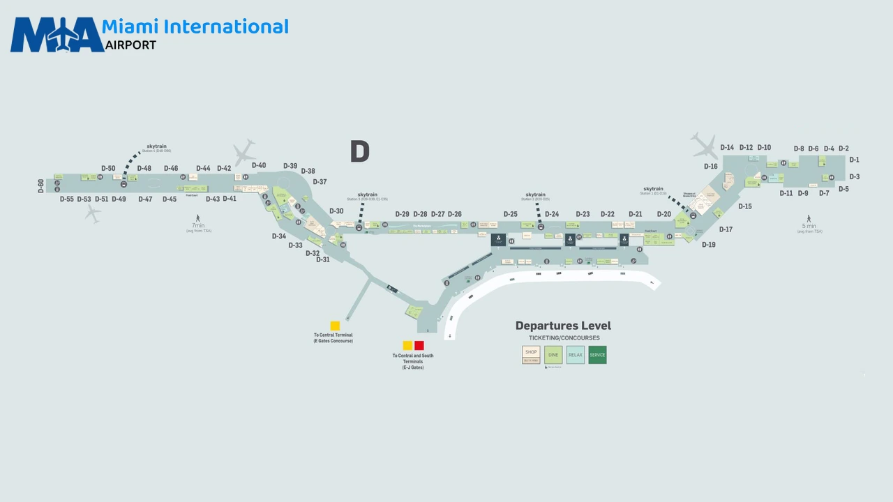 Miami International Airport (MIA) Map | MIA Terminal/Concourse Map